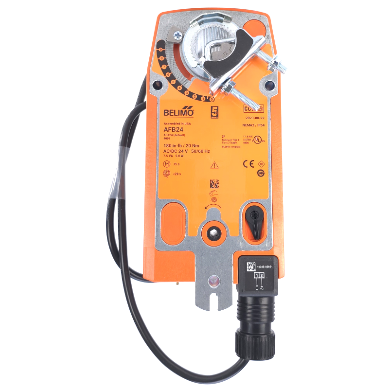 Belimo AFB24 Damper Actuator, 180 in-lb [20 Nm], Spring Return, AC/DC