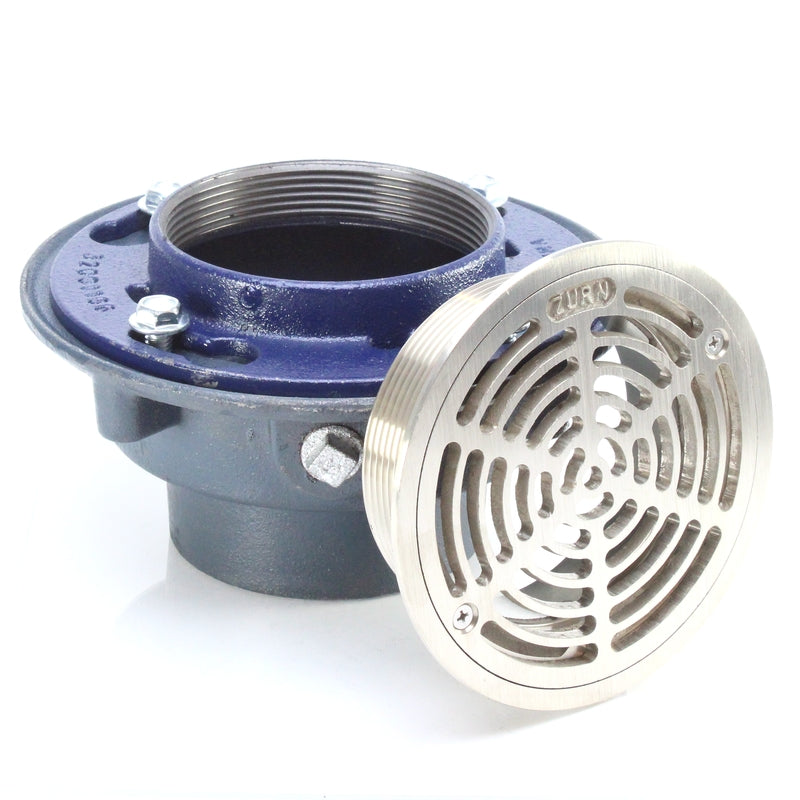 Zurn ZN415-6B Floor Drain with Medium-Duty 6" Round Nickel Bronze Stra