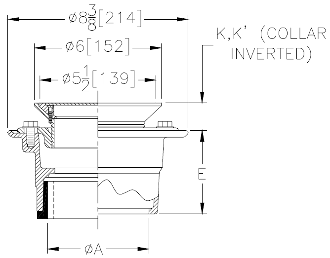 Zurn ZN415-6R Floor Drain with 6" Round Nickel Bronze Strainer with Su