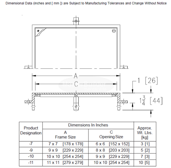 Zurn Z1460 Square Wall Access Panel, Bronze or Nickel Bronze