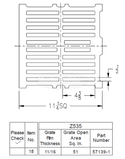 Zurn P535-GRATE Aluminum 12" Square Replacement Grate for Z535