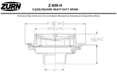 Zurn Z609 9" Square Heavy-Duty Drain