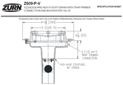 Zurn Z609 9" Square Heavy-Duty Drain